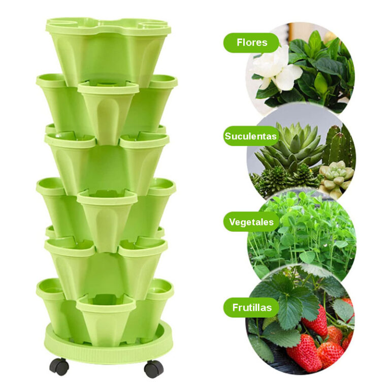 Macetero maceta vertical apilable con 6 bandejas y ruedas - FullStore ...